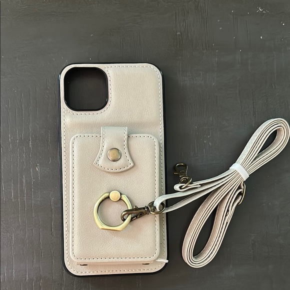 Cell Phones & Accessories | Cream Leather Phone Case With Strap | Poshmark